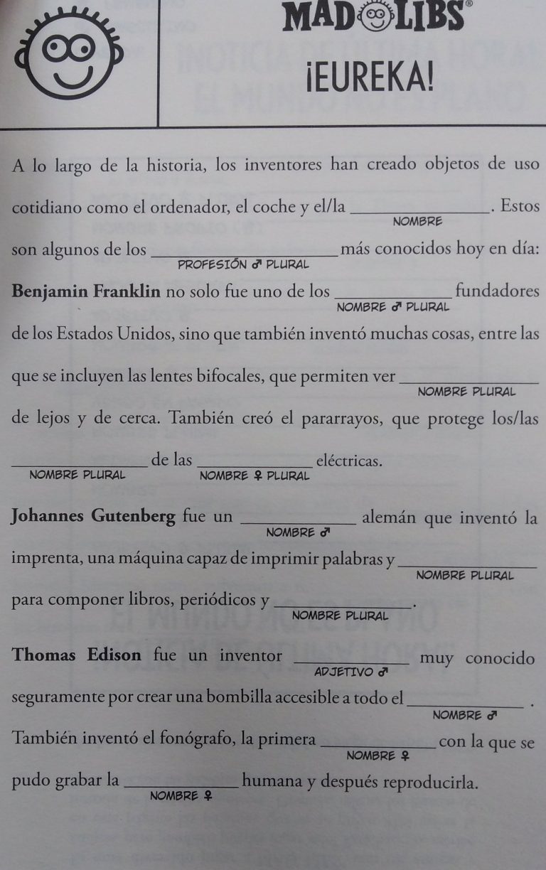 Mad Libs o Historias locas, un juego de palabras muy divertido ...